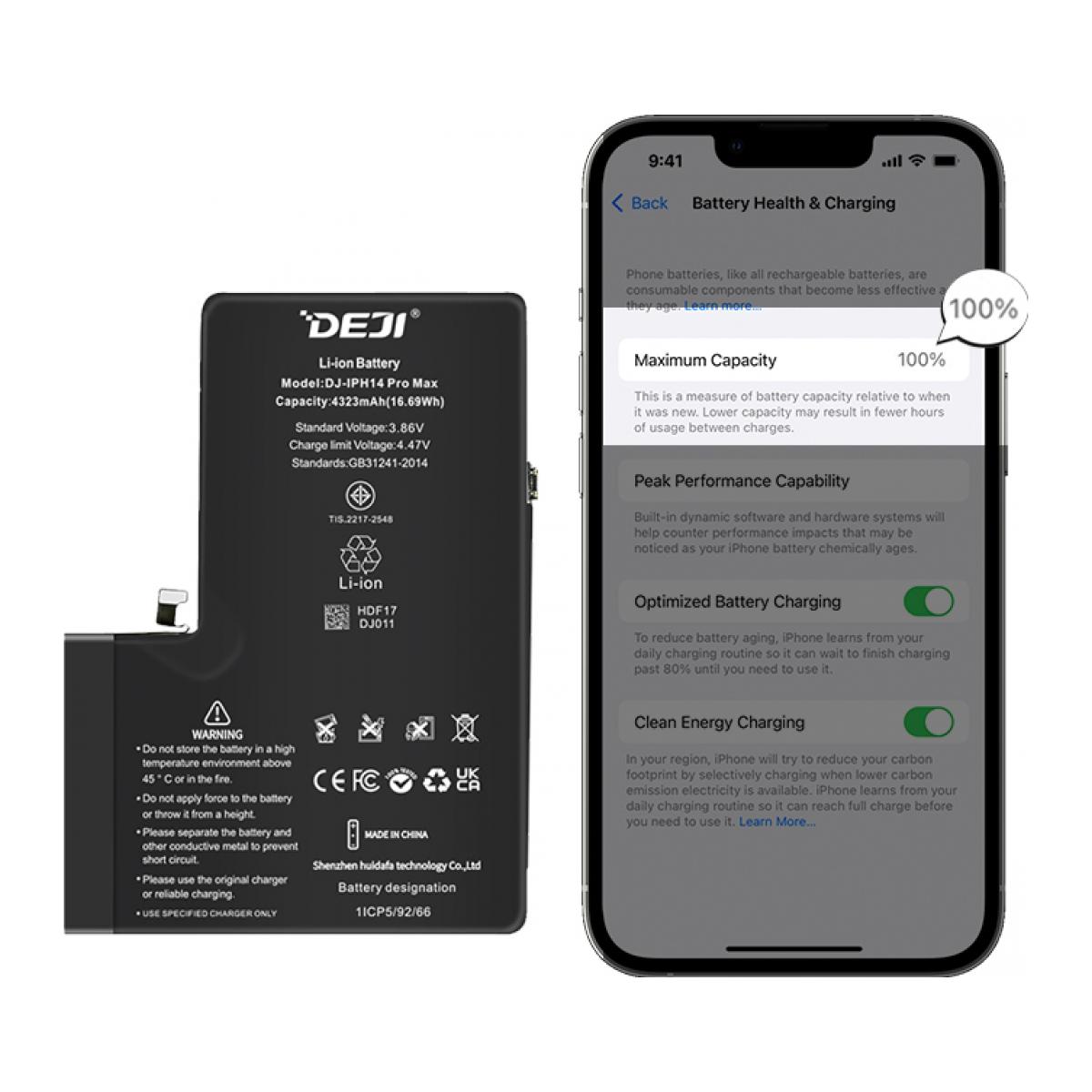 Смарт-батарея DEJI-Apple iPhone 14 Pro Max 4323 mAh (Відображає ємність ...